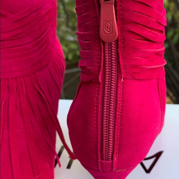 Ashro | Shoes | Hot Pink Peep Toe Booties | Poshmark